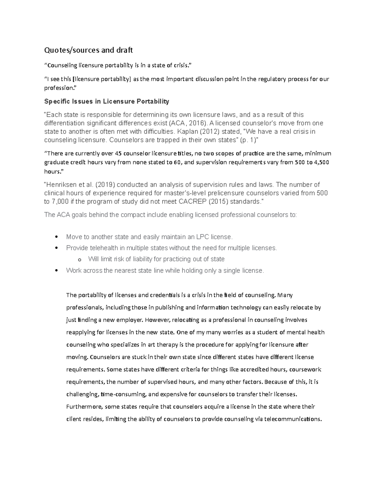 Advocacy Letter-DClarida - Quotes/sources and draft “Counseling ...