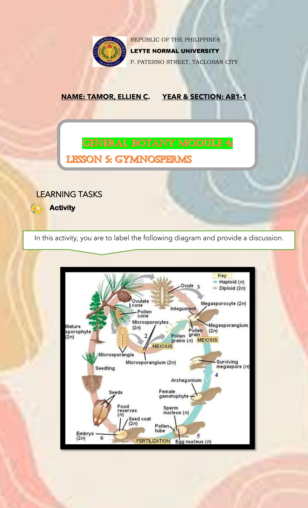 Botany 1 - N/A - REPUBLIC OF THE PHILIPPINES LEYTE NORMAL UNIVERSITY P ...