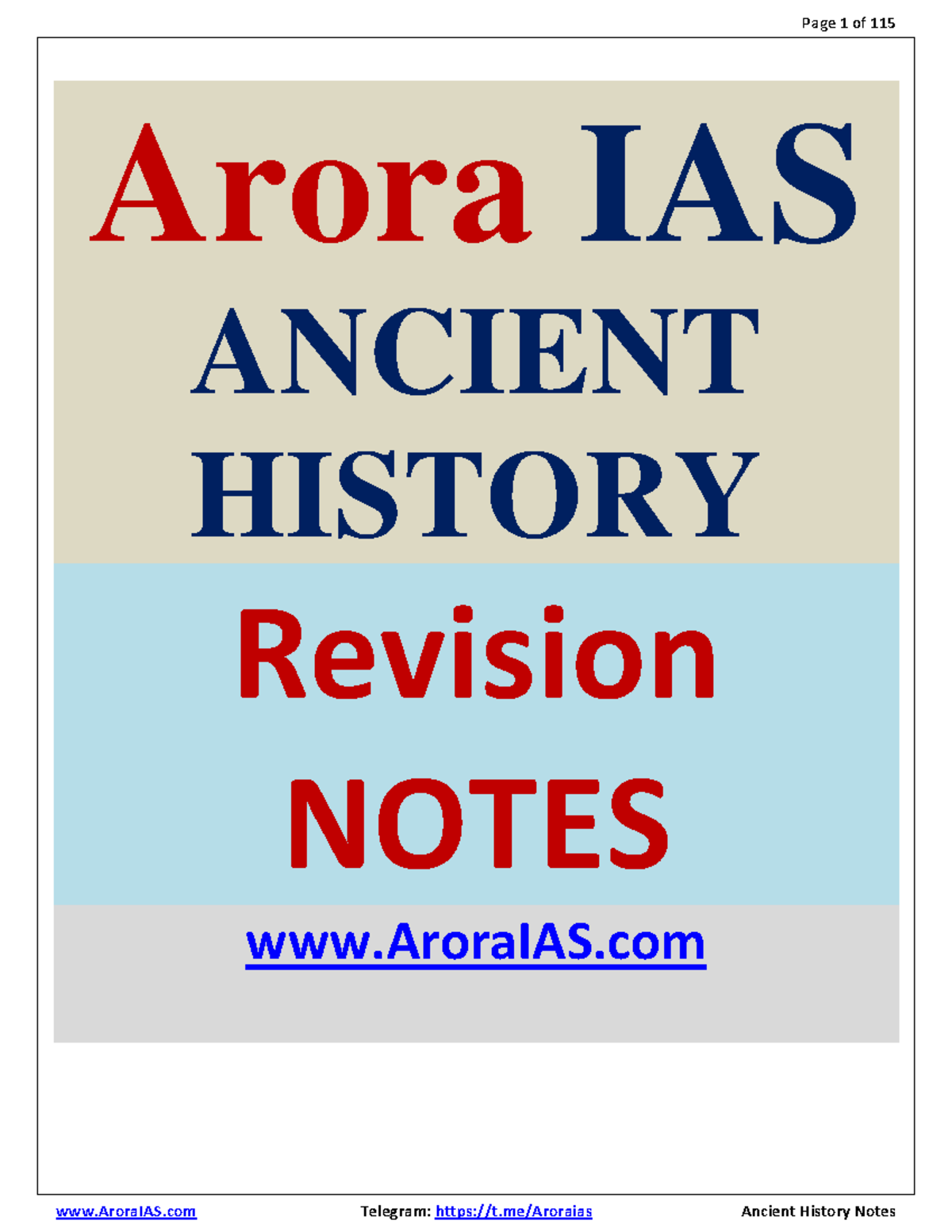 Ancient History Revision - Arora IAS ANCIENT HISTORY Revision NOTES ...