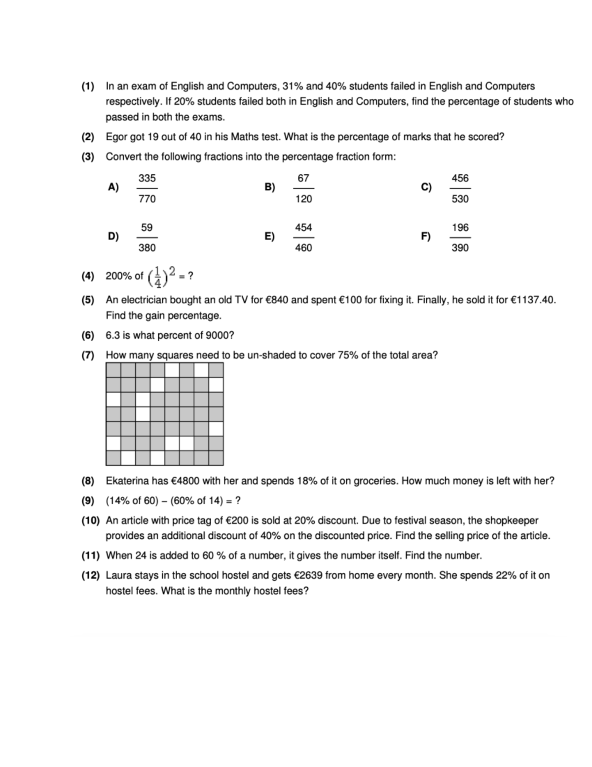 Percentage & Ratio Proportion - Business Mathematics - Studocu