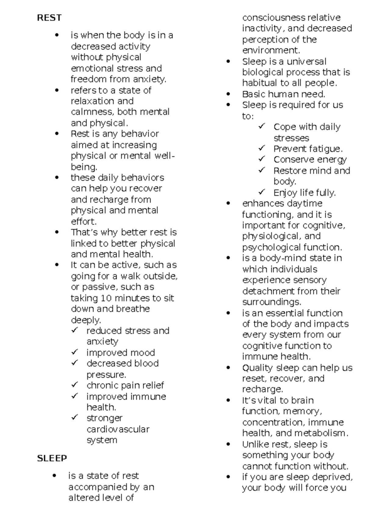 1 - aaaaaa - REST is when the body is in a decreased activity without ...