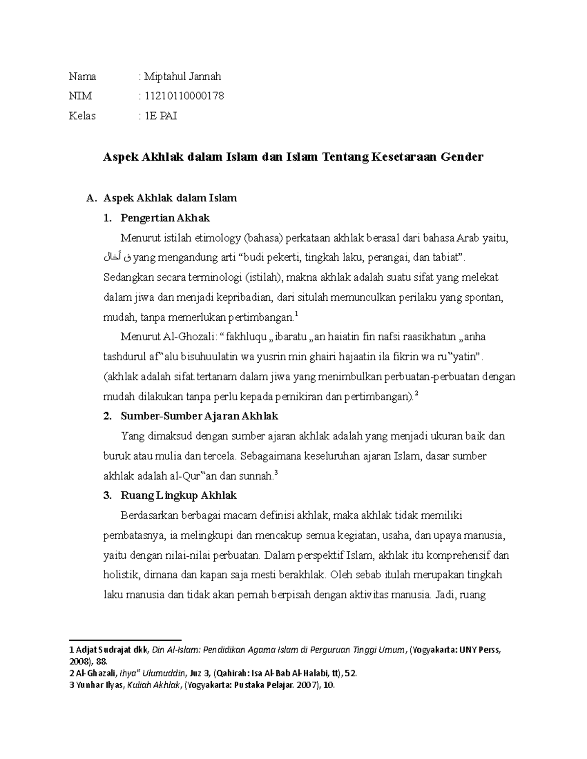 Miptahul Jannah Resume Tugas 6 Studi Islam - Nama : Miptahul Jannah NIM ...