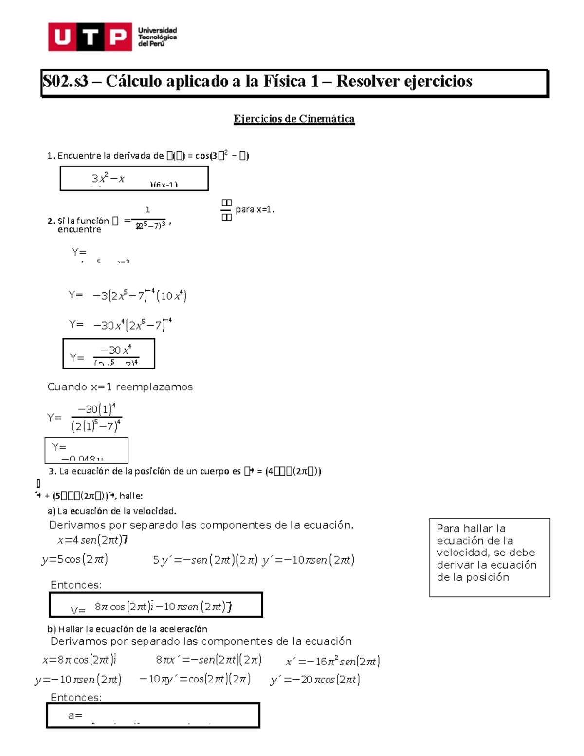 S02.s3 - Ejercicios resueltos - S02 – Cálculo aplicado a la Física 1 – Resolver ejercicios - Studocu