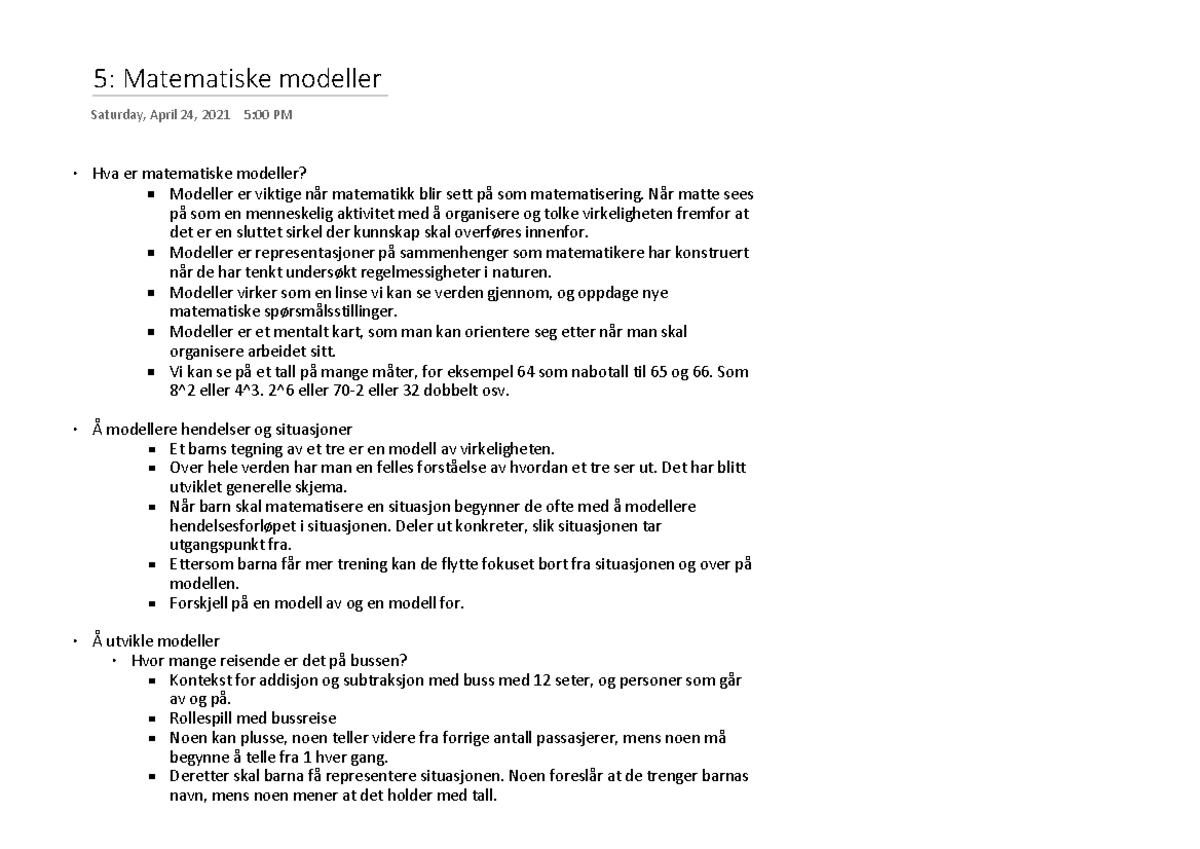 Kap .5: "Matematiske modeller" fra Unga matematiker i arbete ...