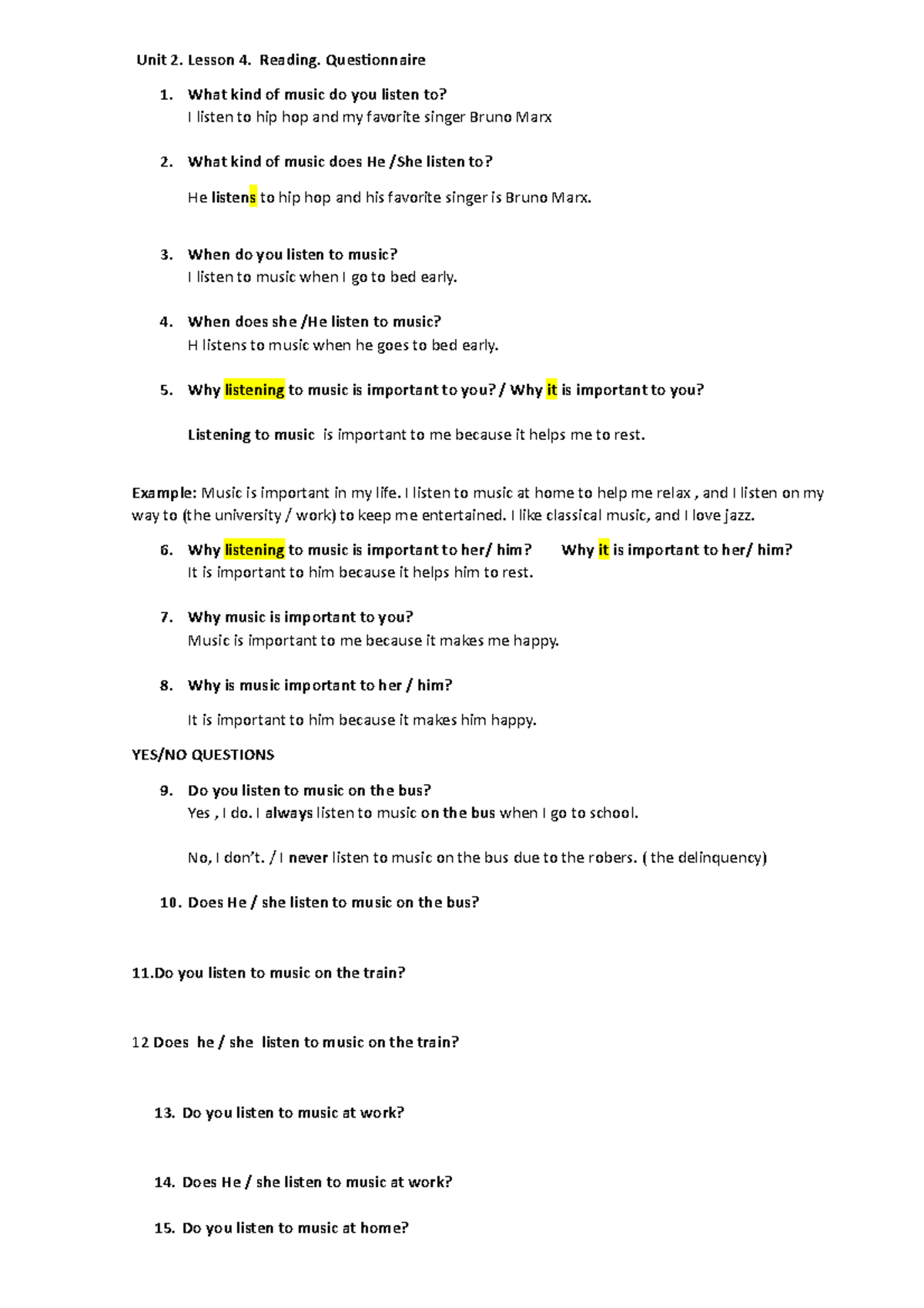 18th Februrary Unit 2 Lesson 4 . Reading - Unit 2. Lesson 4. Reading ...
