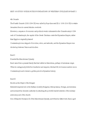 HIST 103 Explorations Foundations OF Western Civilization Notes - HIST ...