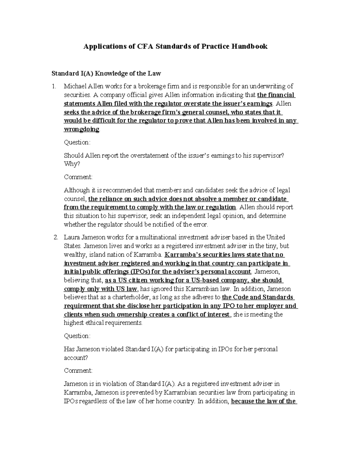 Standard 1-Applications - Applications of CFA Standards of Practice ...