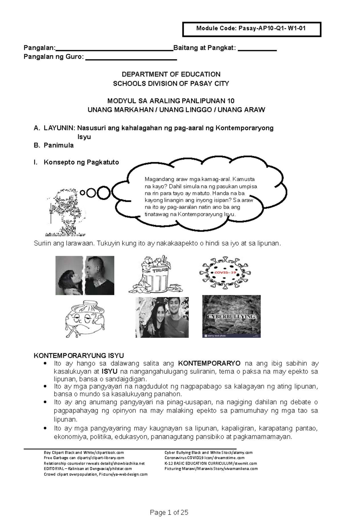 AP10-W1 - AP notes for g10 - Pangalan: Baitang at Pangkat: Pangalan ng ...
