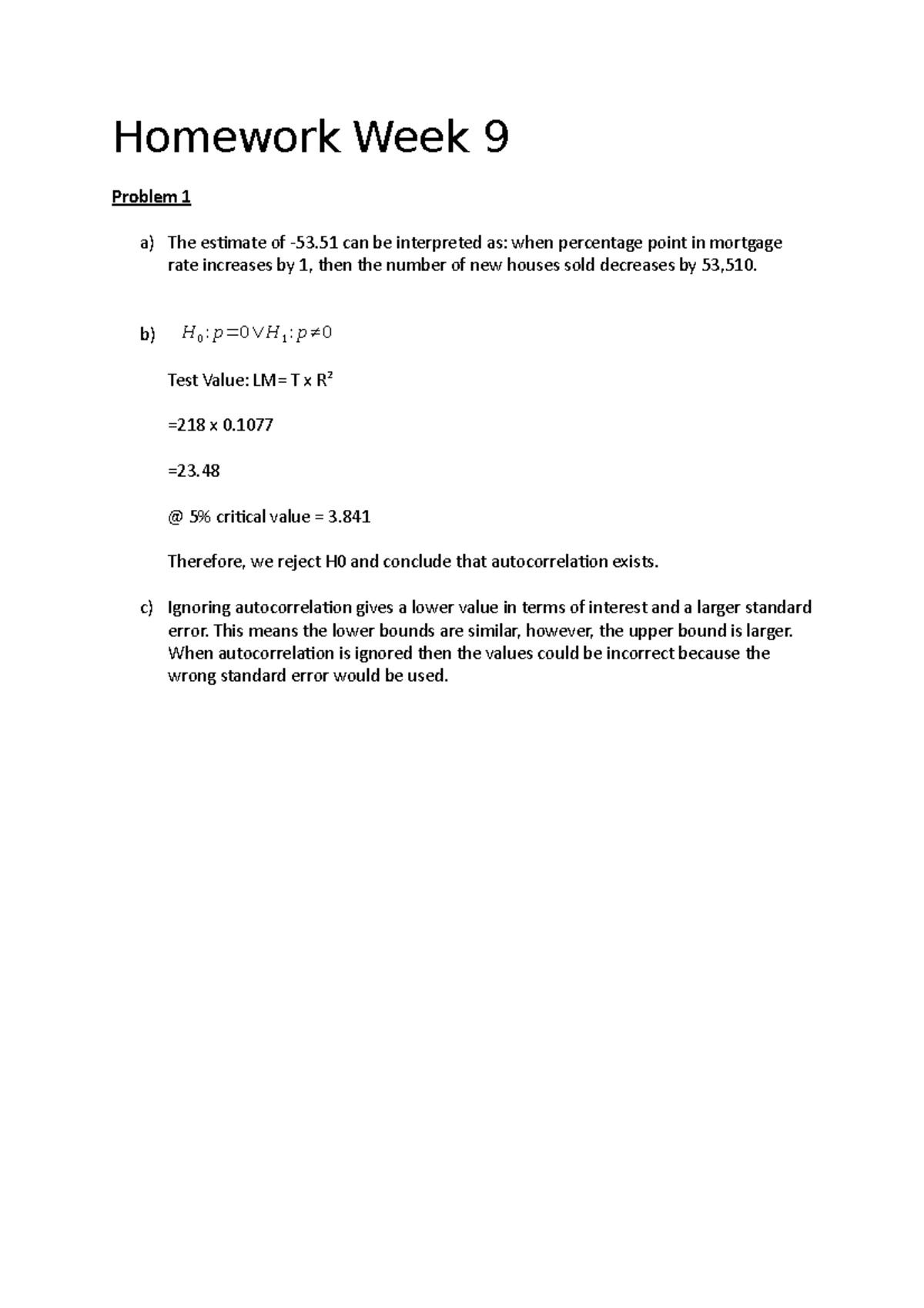 Homework Week 9 - In-class activities - Homework Week 9 Problem 1 a ...