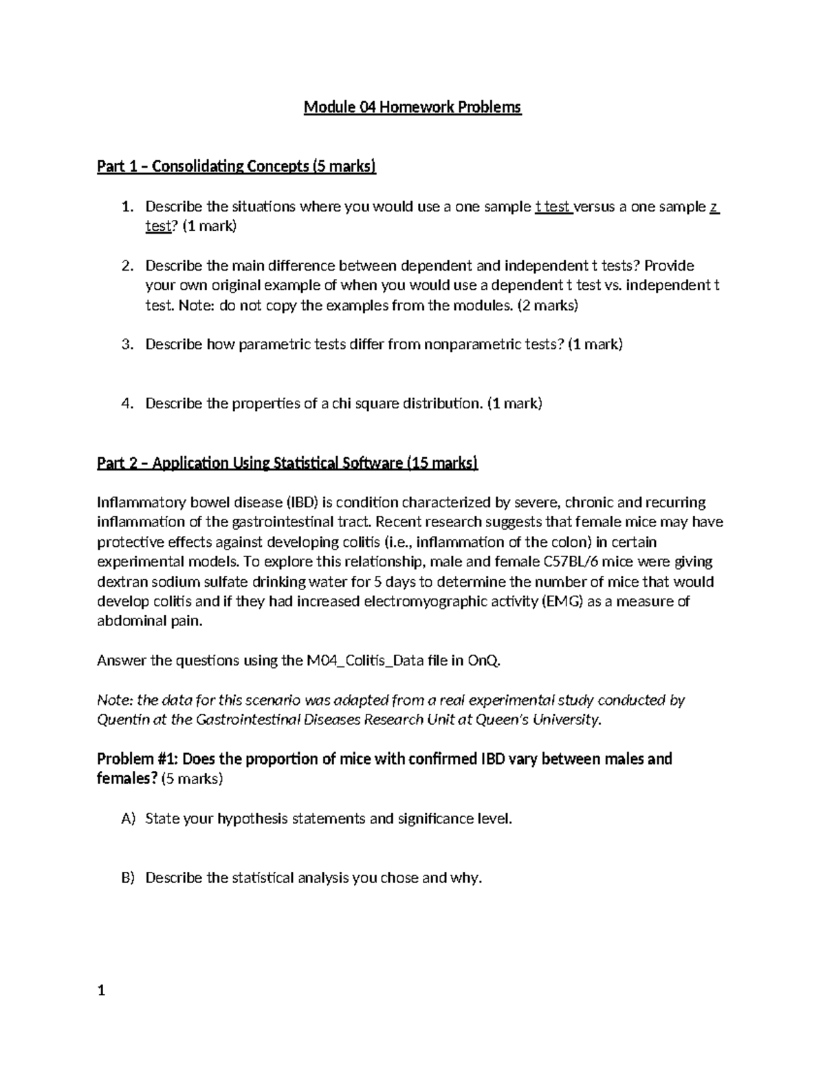 F22 M04 Homework Problems - Module 04 Homework Problems Part 1 – Consolidating Concepts (5 marks ...