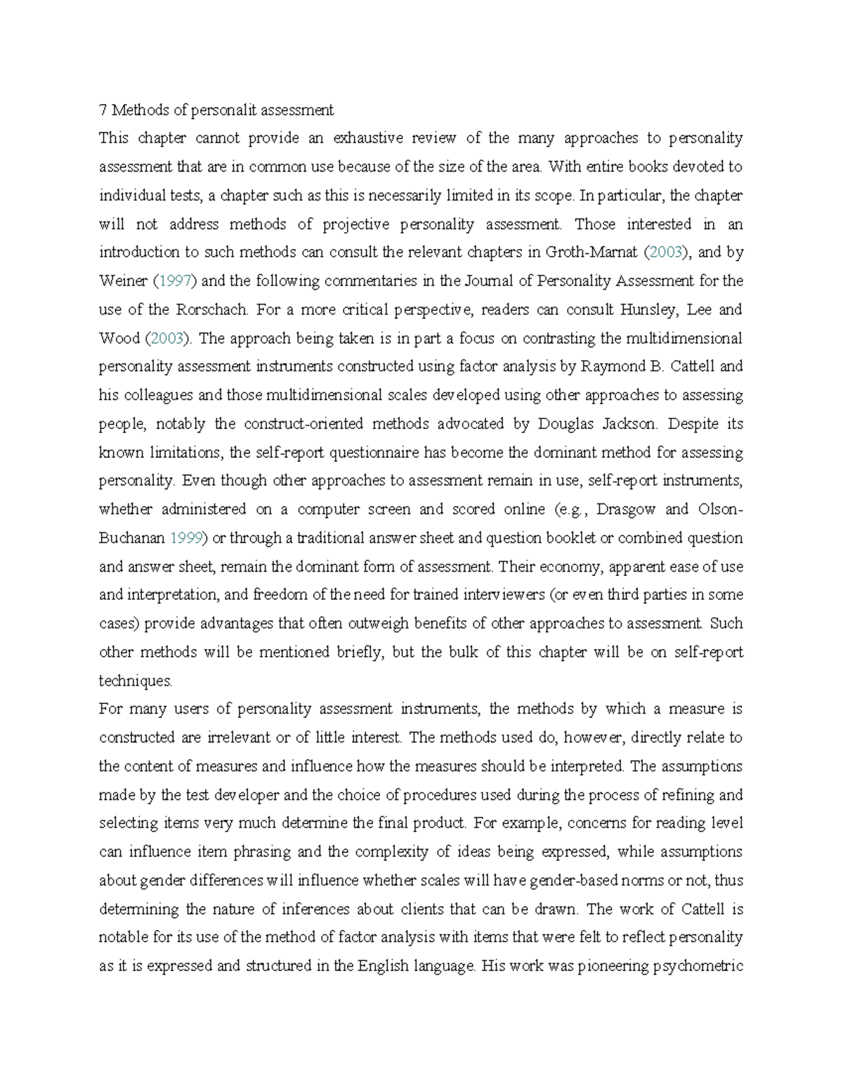 7 Methods of personality - With entire books devoted to individual ...