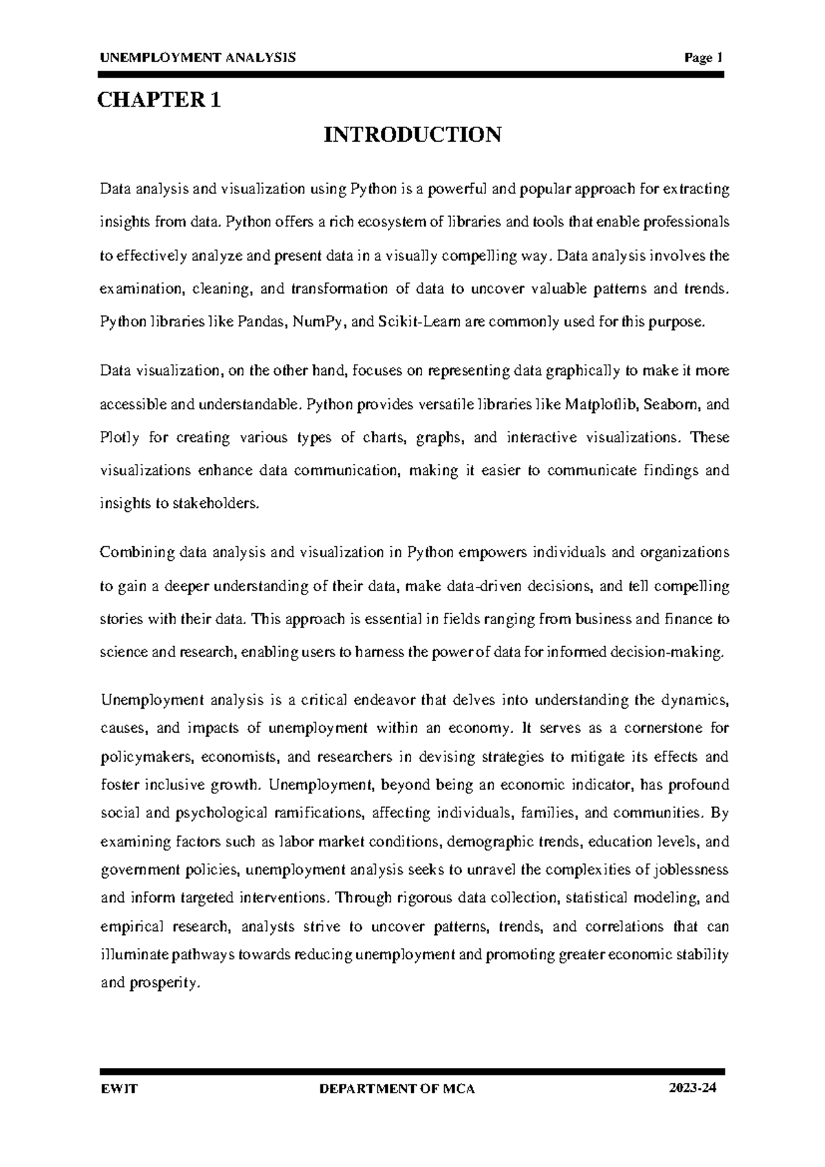 DAP mini report 1 - CHAPTER 1 INTRODUCTION Data analysis and visualization using Python is a ...