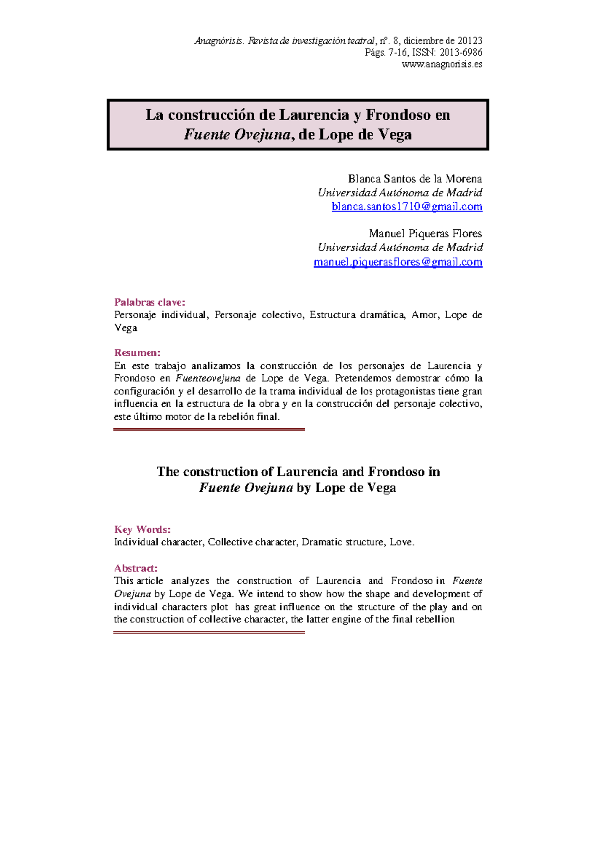 Dialnet-La Construccion De Laurencia YFrondoso En Fuente Ovejuna D ...