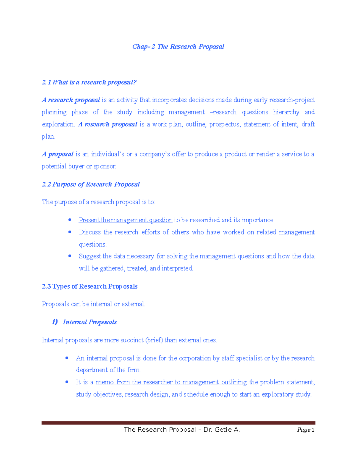 Chap-2 The Research Proposal - Chap- 2 The Research Proposal 2 What is ...