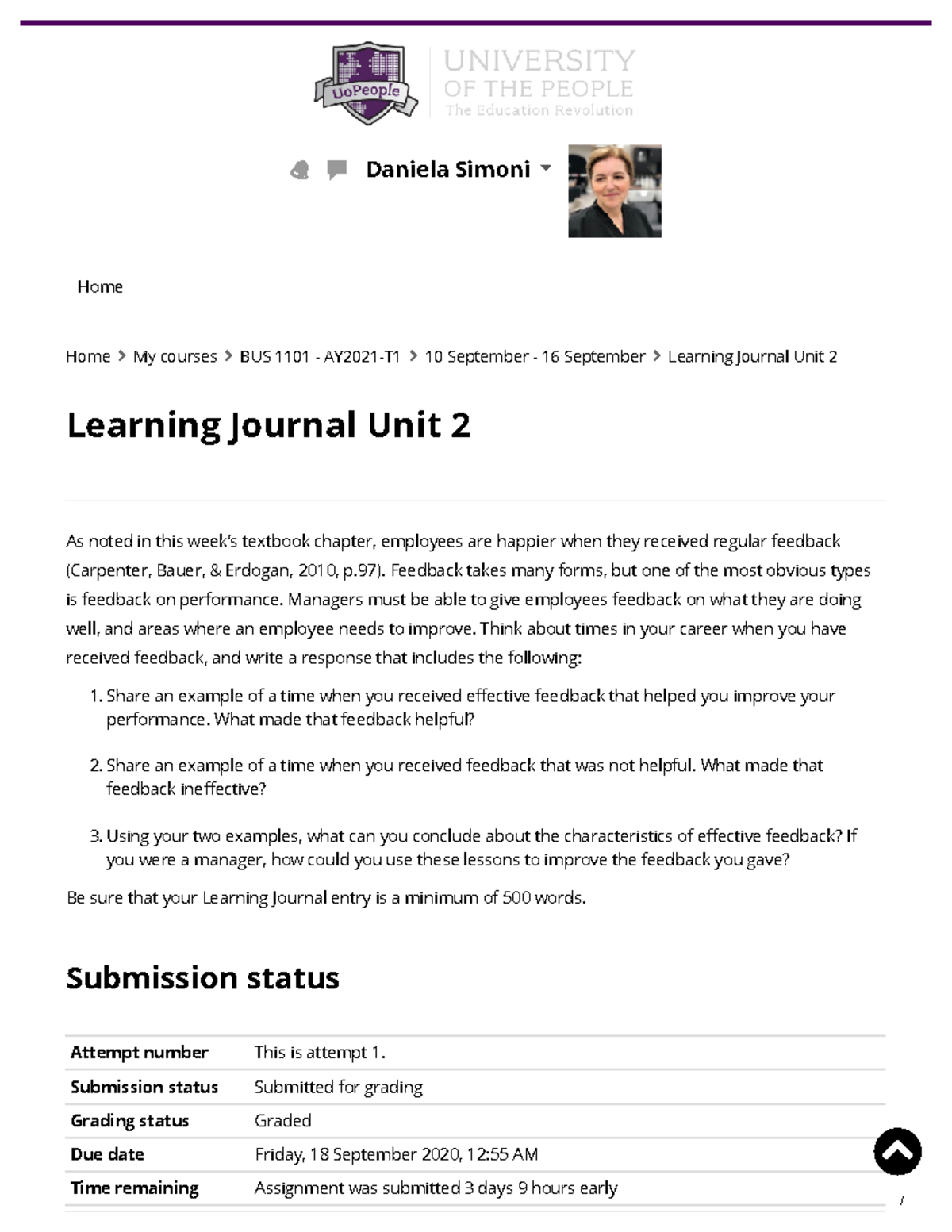 BUS 1101 - AY2021-T1 Learning Journal Unit 2 - Home Learning Journal ...