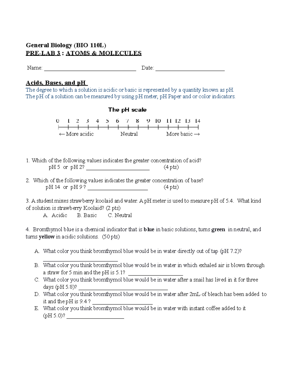 BIO 110L Prelab 3 - assignment - General Biology (BIO 110L) PRE-LAB 3 ...