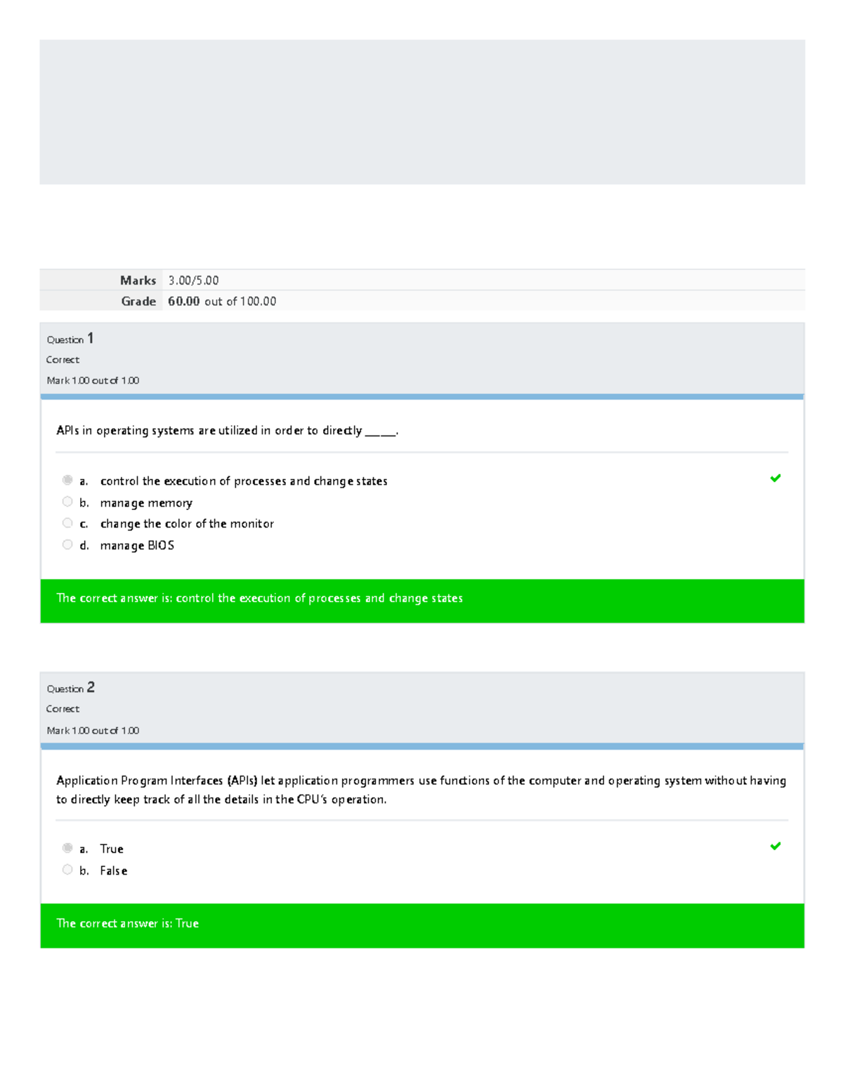 Self Quiz Unit 2 Attempt Review 1 Marks 3 5 Grade 60 Out Of 100