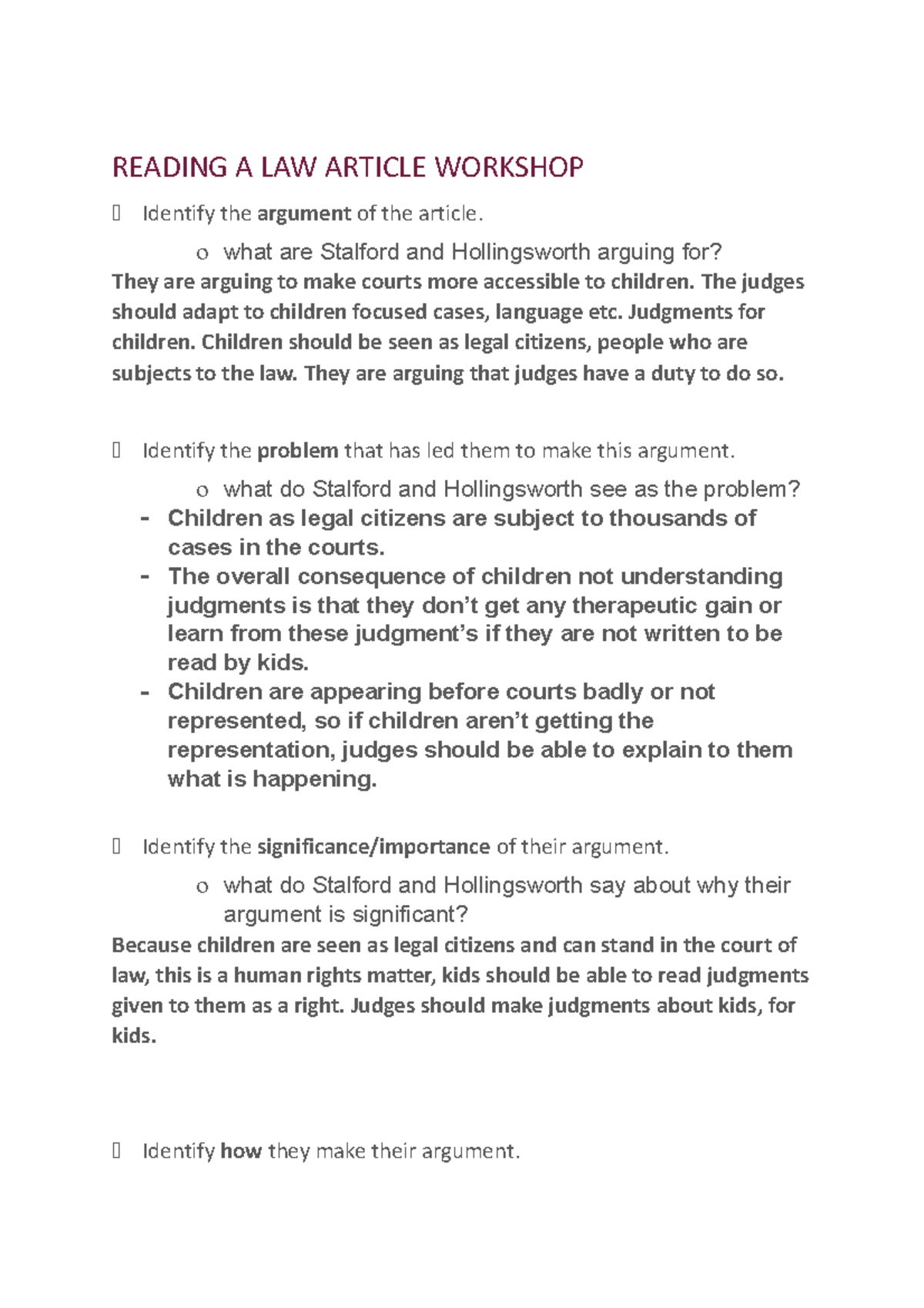 Reading A LAW Article Workshop - READING A LAW ARTICLE WORKSHOP ...