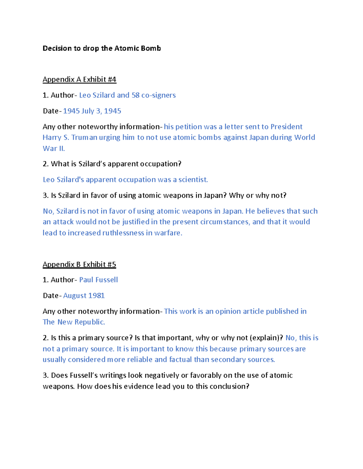 Annotated-Document 64 - Decision to drop the Atomic Bomb Appendix A ...