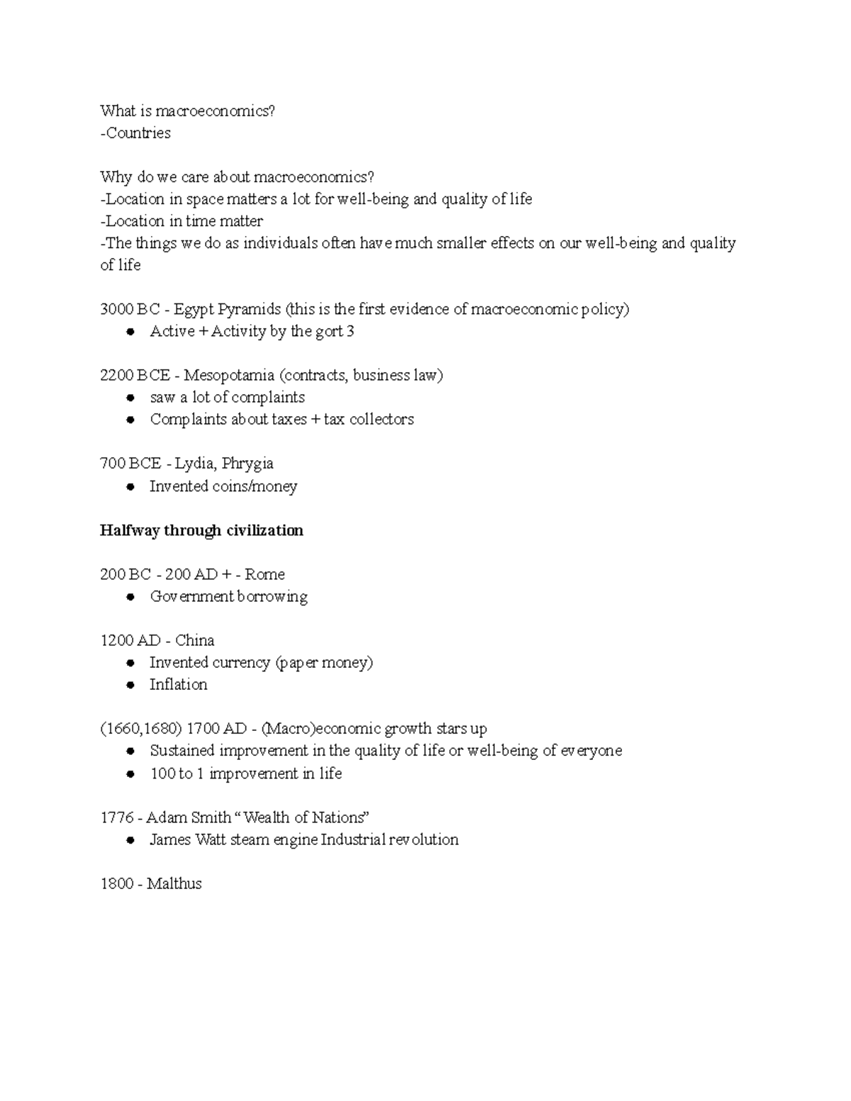 Econ Exam 1 - Lecture Notes - What is macroeconomics? -Countries Why do ...