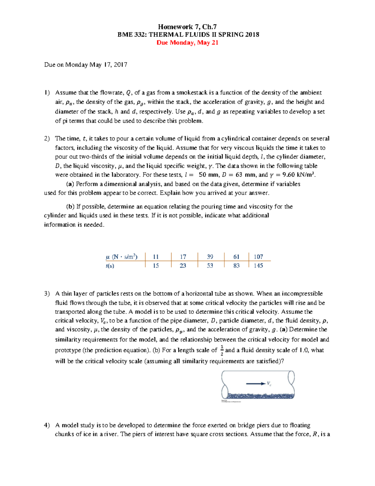 HW7Ch7 - HW1Ch1 - Homework 7, Ch. BME 332: THERMAL FLUIDS II SPRING ...