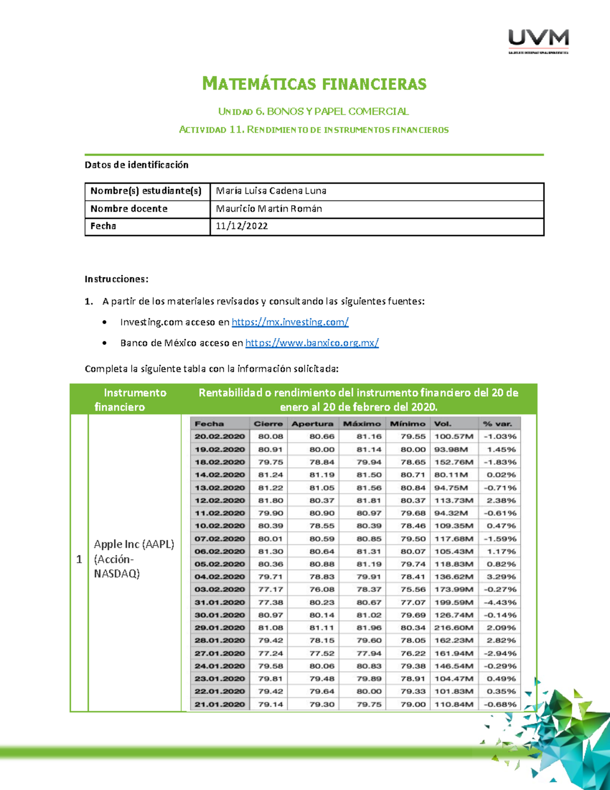 Tabla A11 - MATEMÁTICAS FINANCIERAS UNIDAD 6. BONOS Y PAPEL COMERCIAL ...