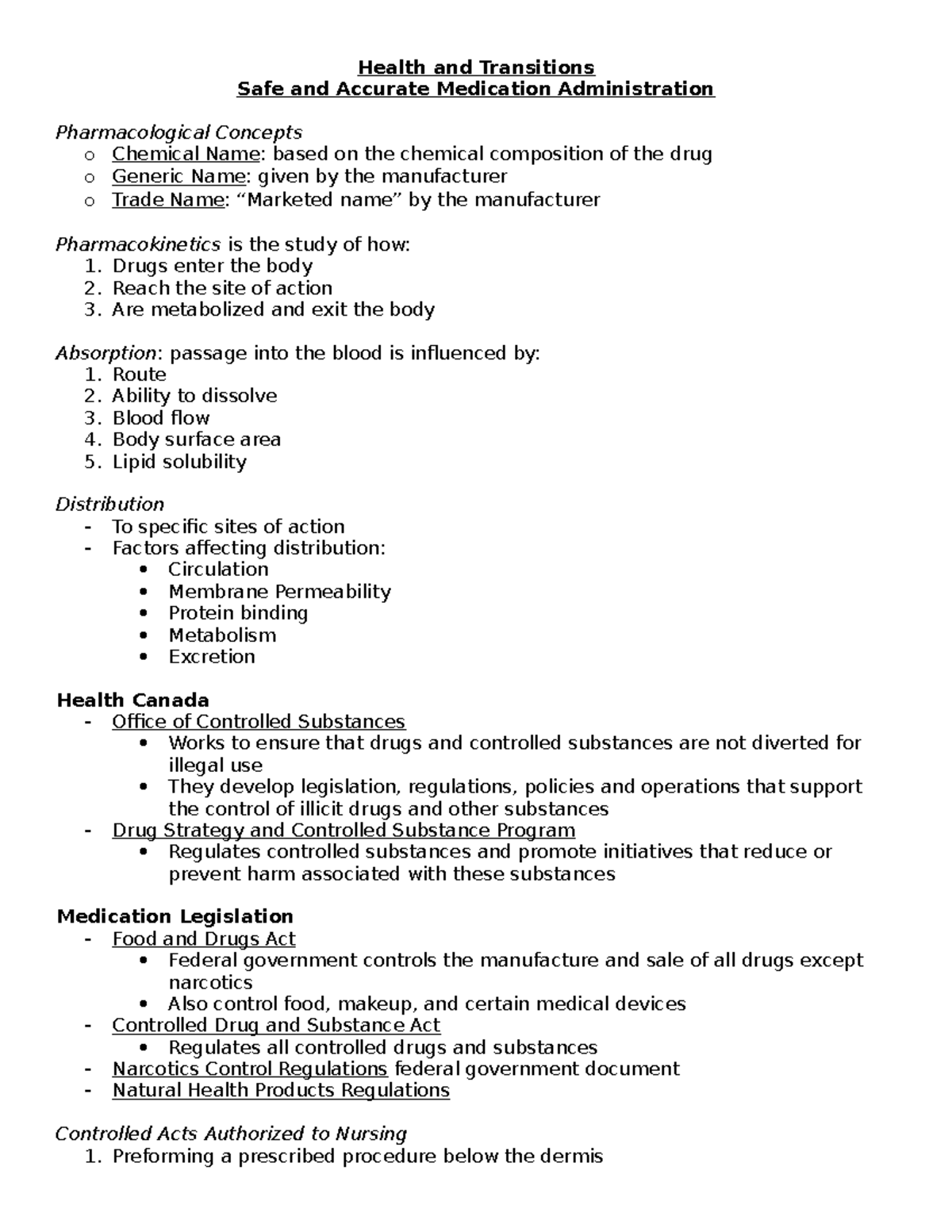 Safe and Accurate Medication Administration - Health and Transitions ...