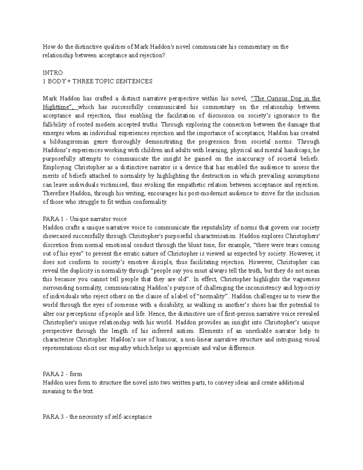 Mod B Curious Incident Body - How do the distinctive qualities of Mark ...