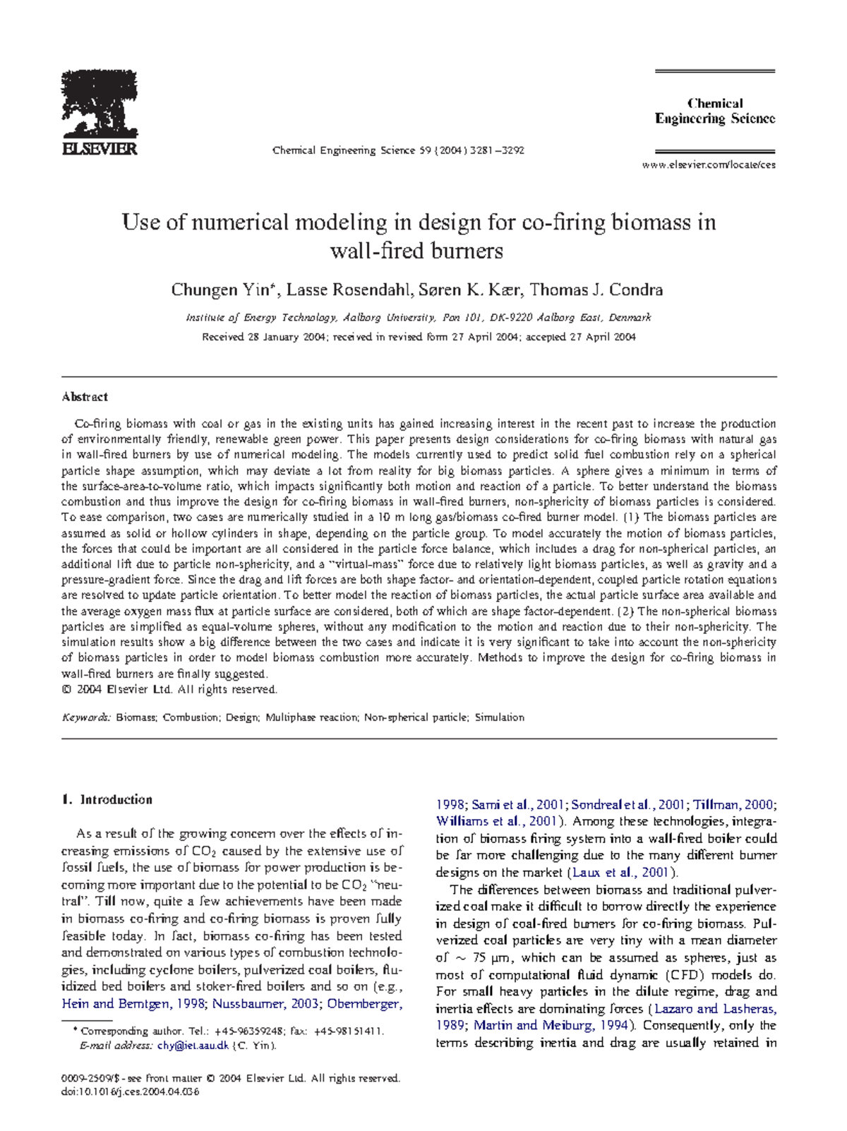 Use of numerical modeling in design for - Chemical Engineering Science ...