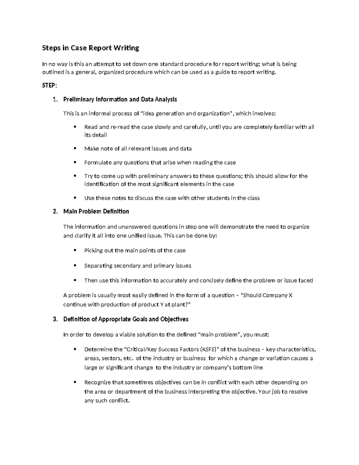 Steps in Case Report Writing - STEP: 1. Preliminary Information and ...