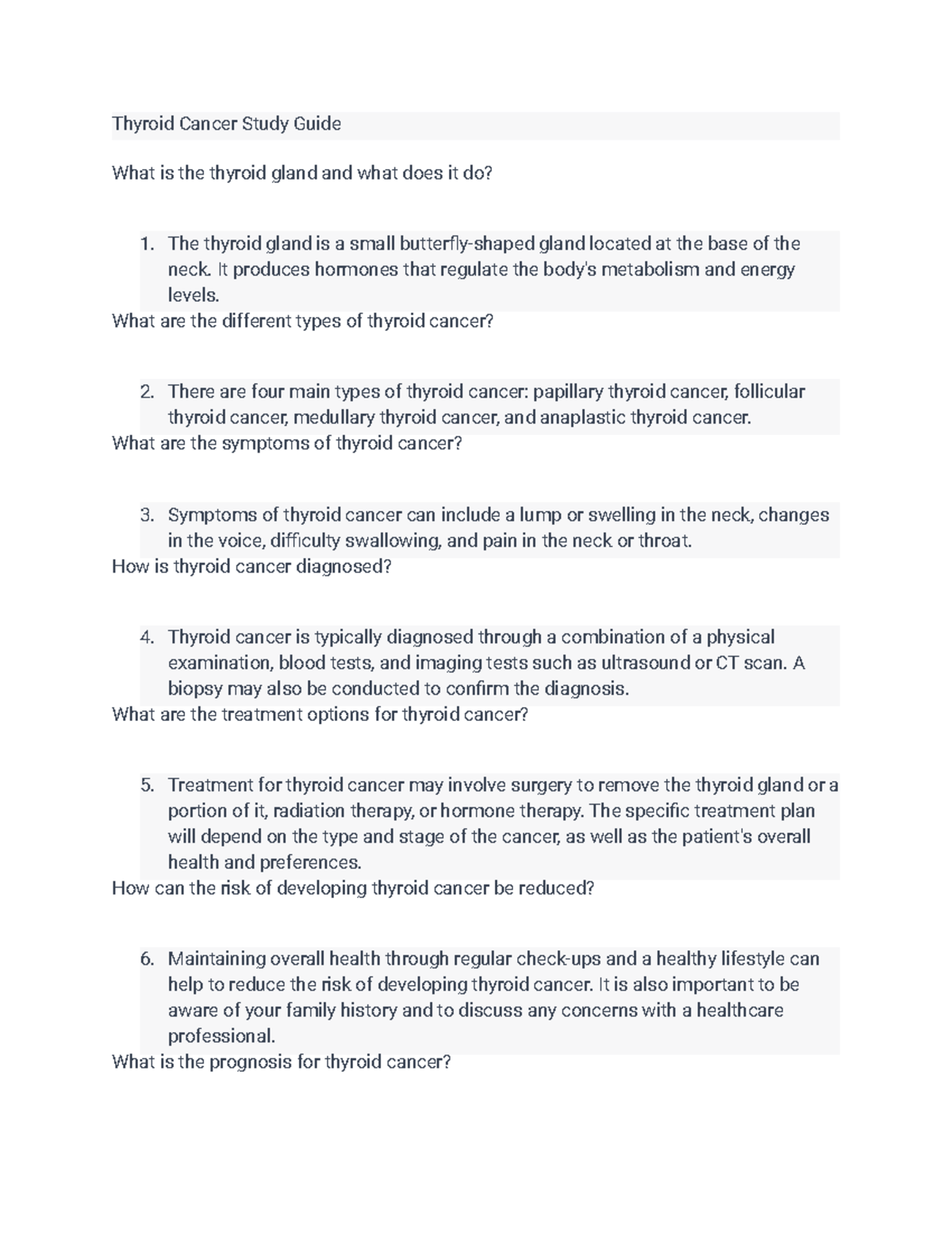 Thyroid Cancer study guide - Thyroid Cancer Study Guide What is the ...