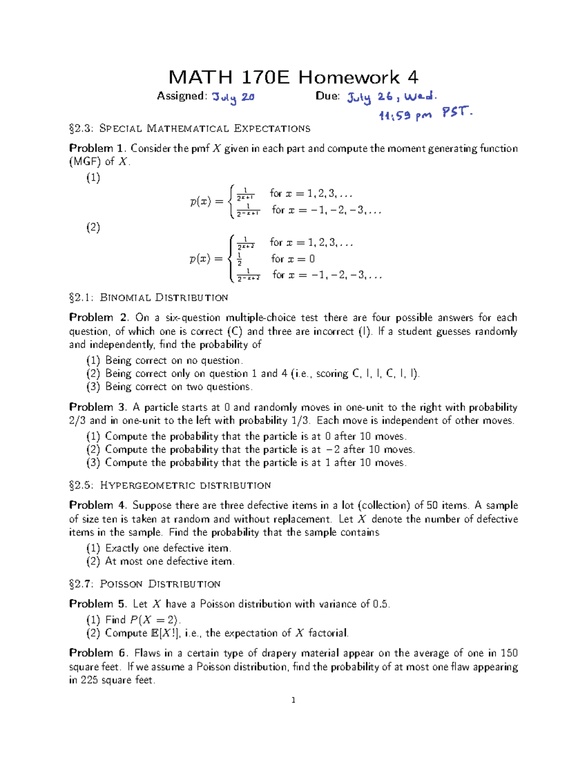 MATH 170E HW4 mod - hw 4 - MATH 170E Homework 4 Assigned: Friday, May ...
