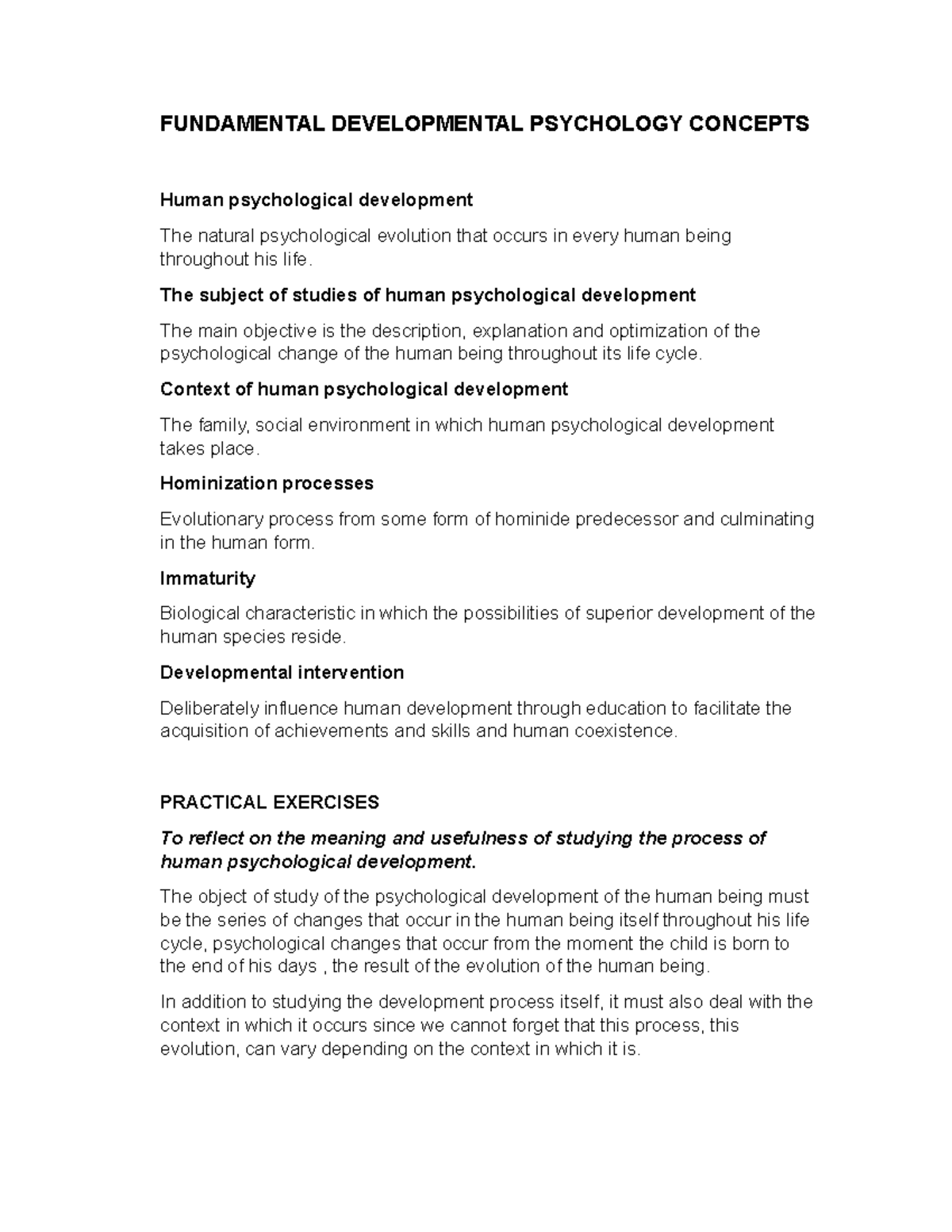 Fundamental developmental psychology concepts - FUNDAMENTAL ...