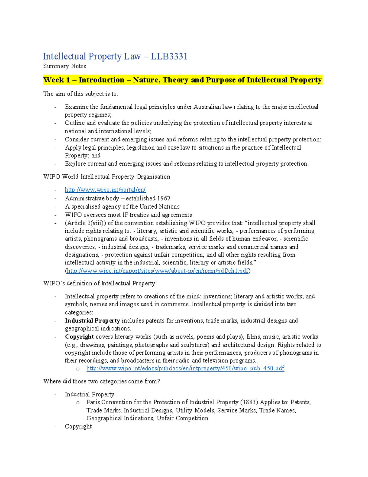 LLB3331 - IPL - Summary Notes - Intellectual Property Law – LLB Summary ...