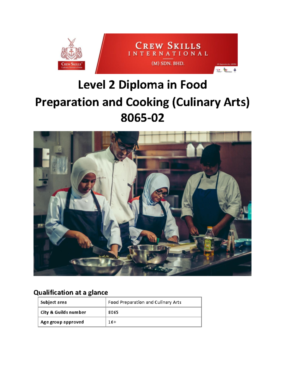 Brochure level 2 diplomac g - Level 2 Diploma in Food Preparation and ...