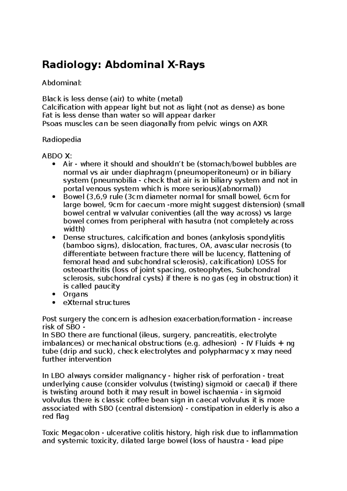 Abdominal X-Rays - Imperial College London third year lecture notes on ...