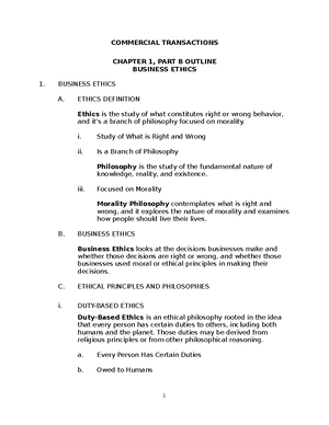Chapter 2 Part A Outline Comm Trans - COMMERCIAL TRANSACTIONS CHAPTER 2 ...