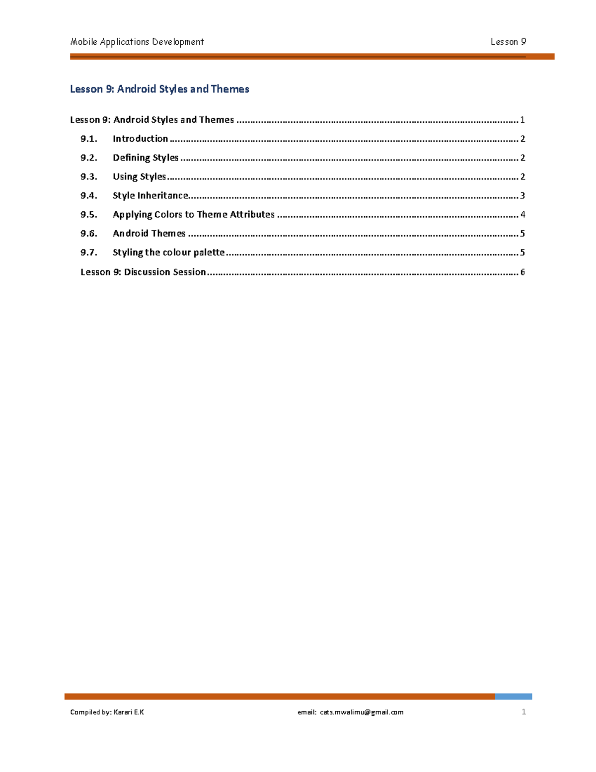 Lesson 9- Android Styles and Themes - Lesson 9: Android Styles and ...