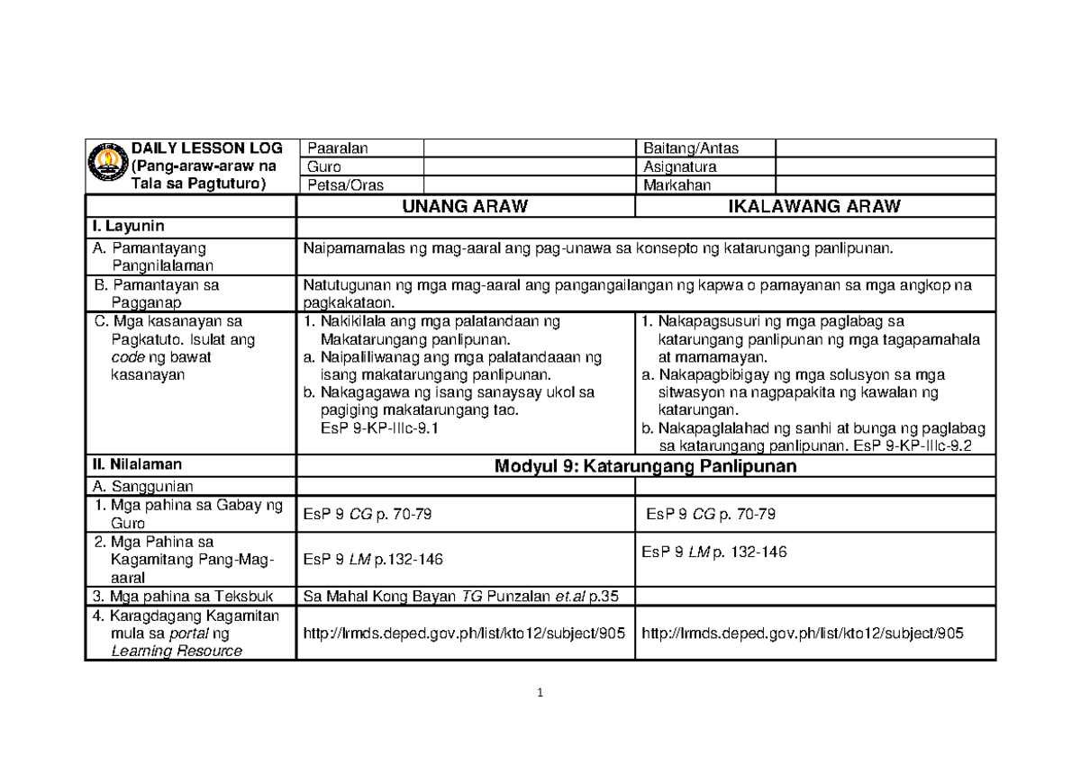 ESP9-DLL fin - history methods - DAILY LESSON LOG (Pang-araw-araw na ...