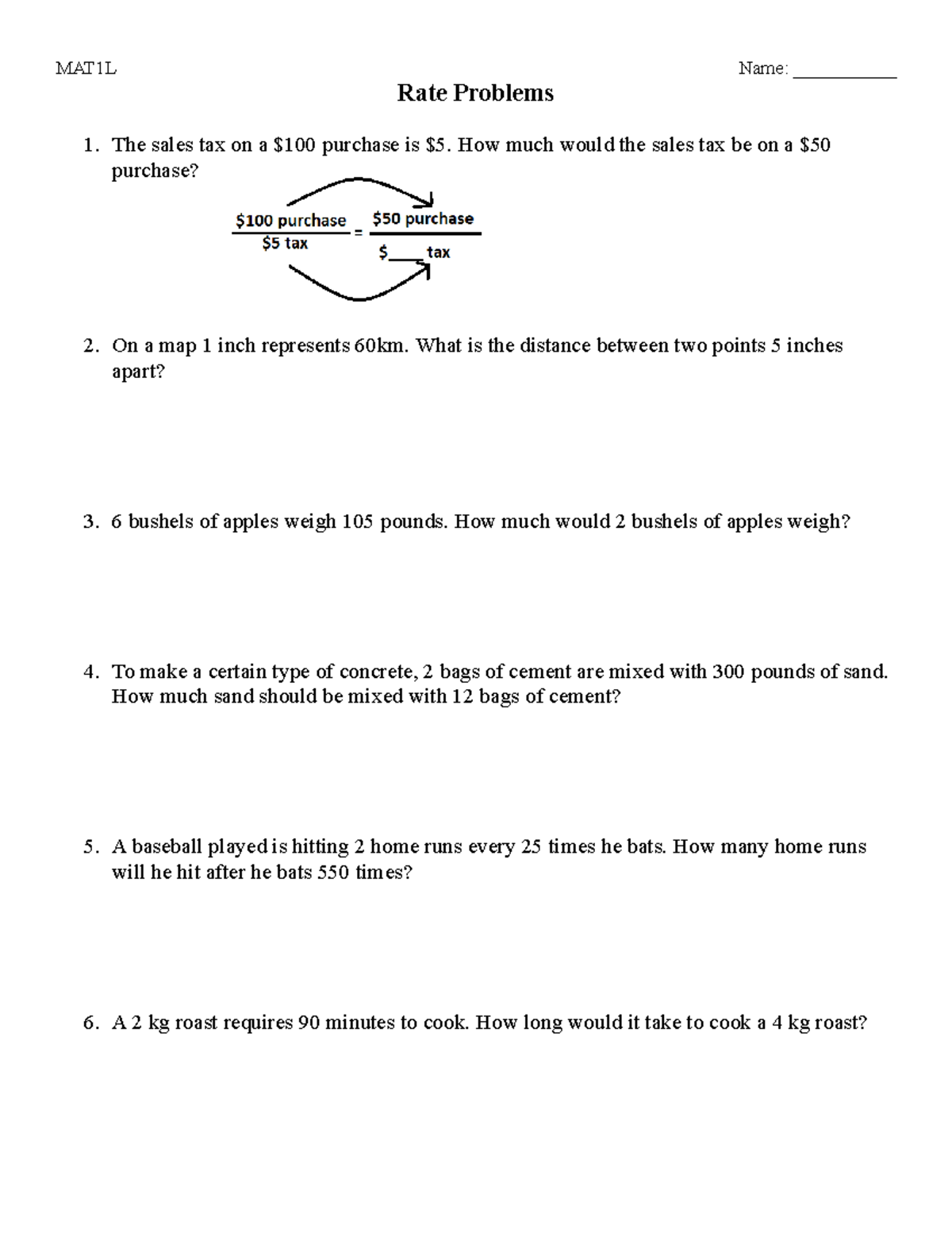 07 Rate Problems Comprehensive Notes MAT1L Name Rate 07-rate-problems-comprehensive-notes-mat1l-name-rate