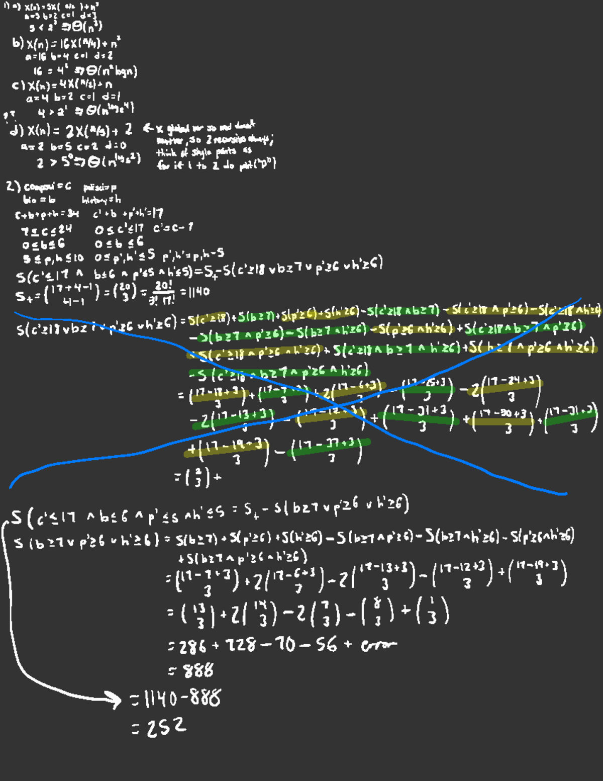 Shown Work for Homework 4 - a) 7 (n) : 5 ×1^12Ith ' a=5b=2c= I D= } s