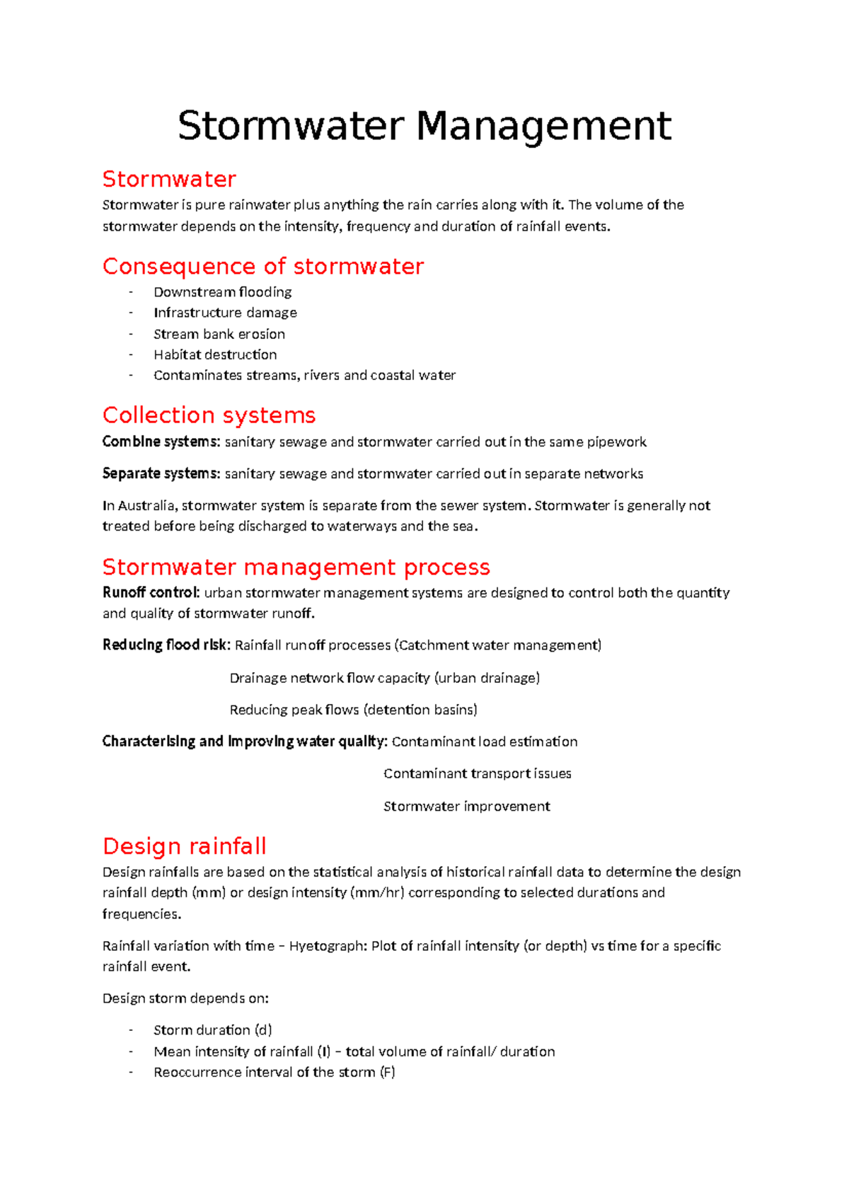 Stormwater Management Notes - Stormwater Management Stormwater ...