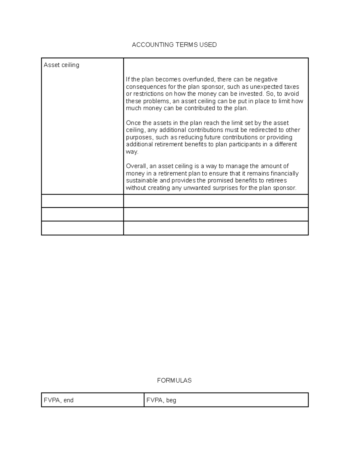 Pension Accounting - ACCOUNTING TERMS USED Asset ceiling If the plan ...