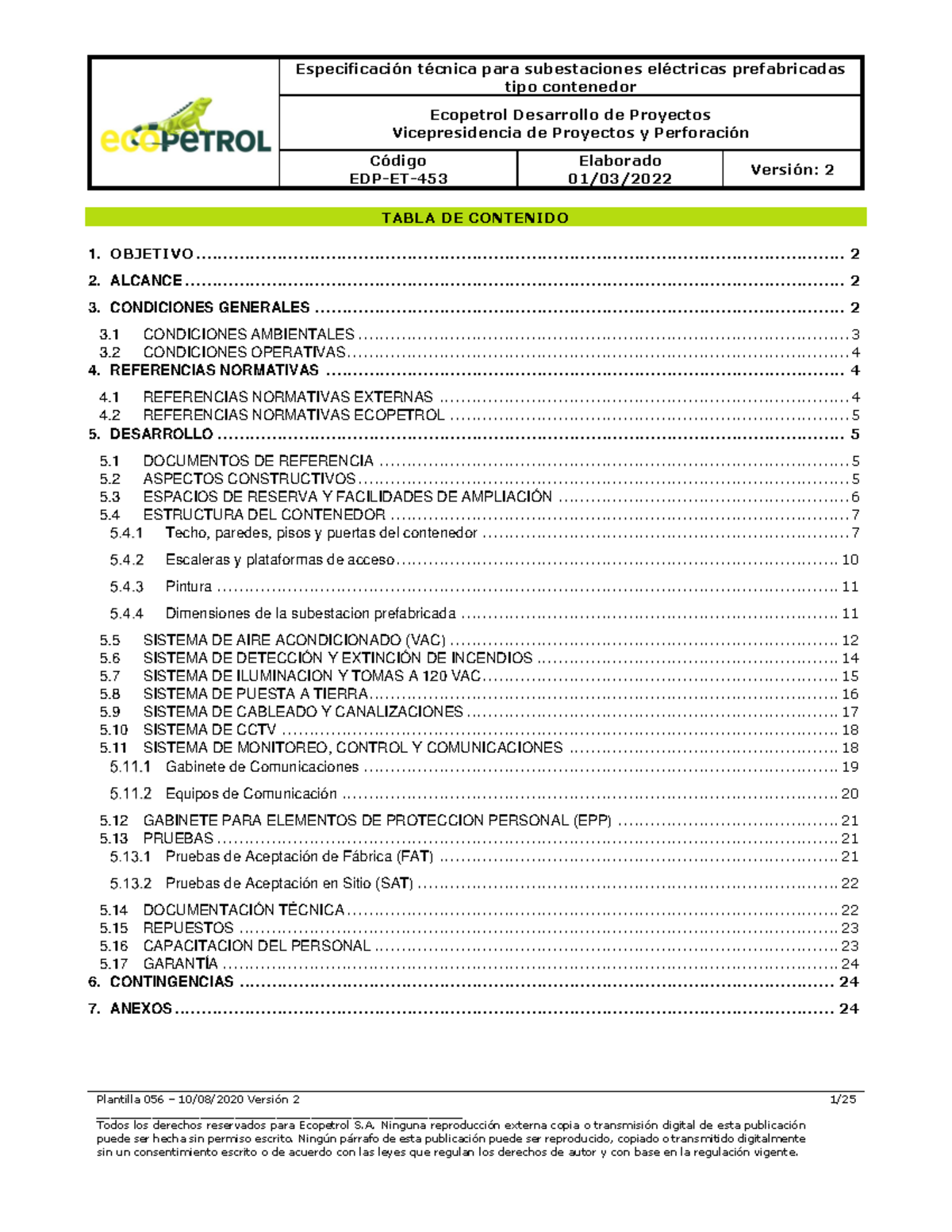 EDP-ET-453 especificación Técnica de Subestaciones Eléctricas ...