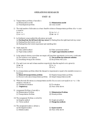 Operations Research - OPERATIONS RESEARCH UNIT –V 1) In Dynamic ...