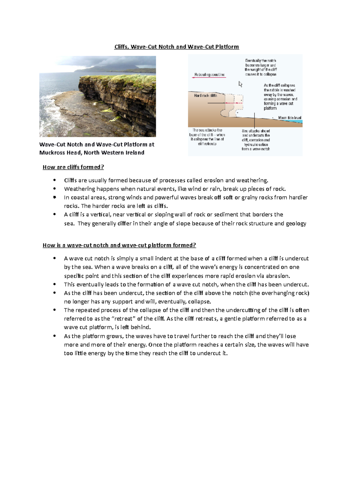 Wave-Cut Notch and Wave-Cut Platform - Weathering happens when natural ...