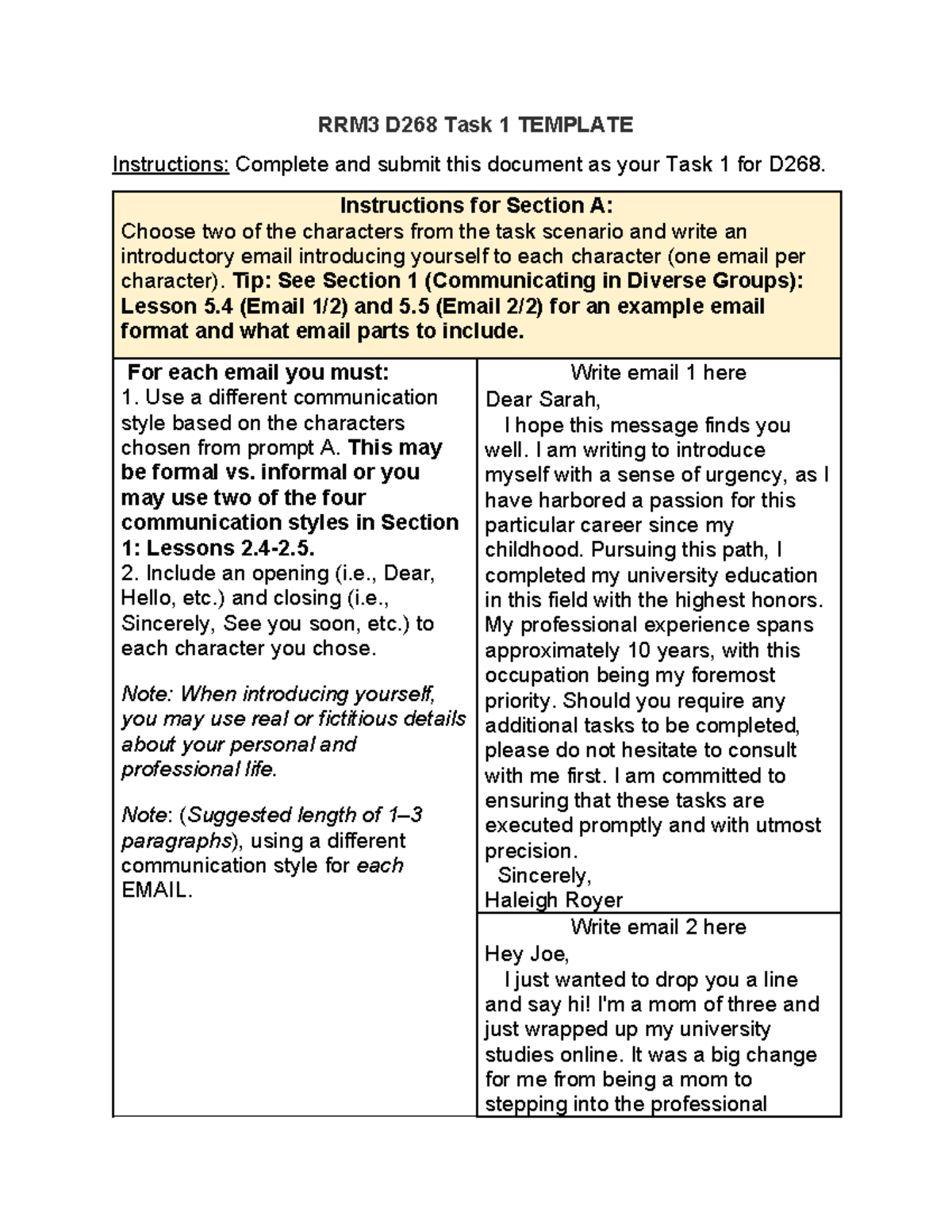 RRM3 D268 Task 1 - RRM3 D268 Task 1 - RRM3 D268 Task 1 TEMPLATE ...