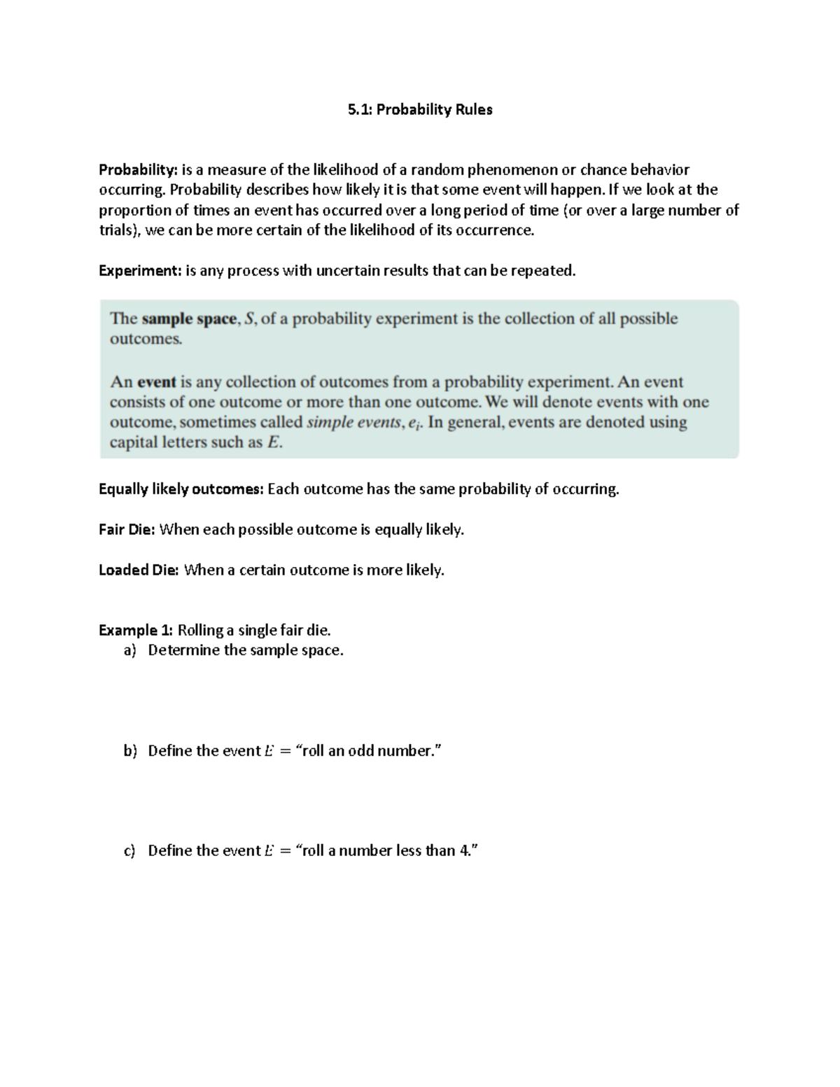 5.1- Probability Rules - 5: Probability Rules Probability: is a measure ...