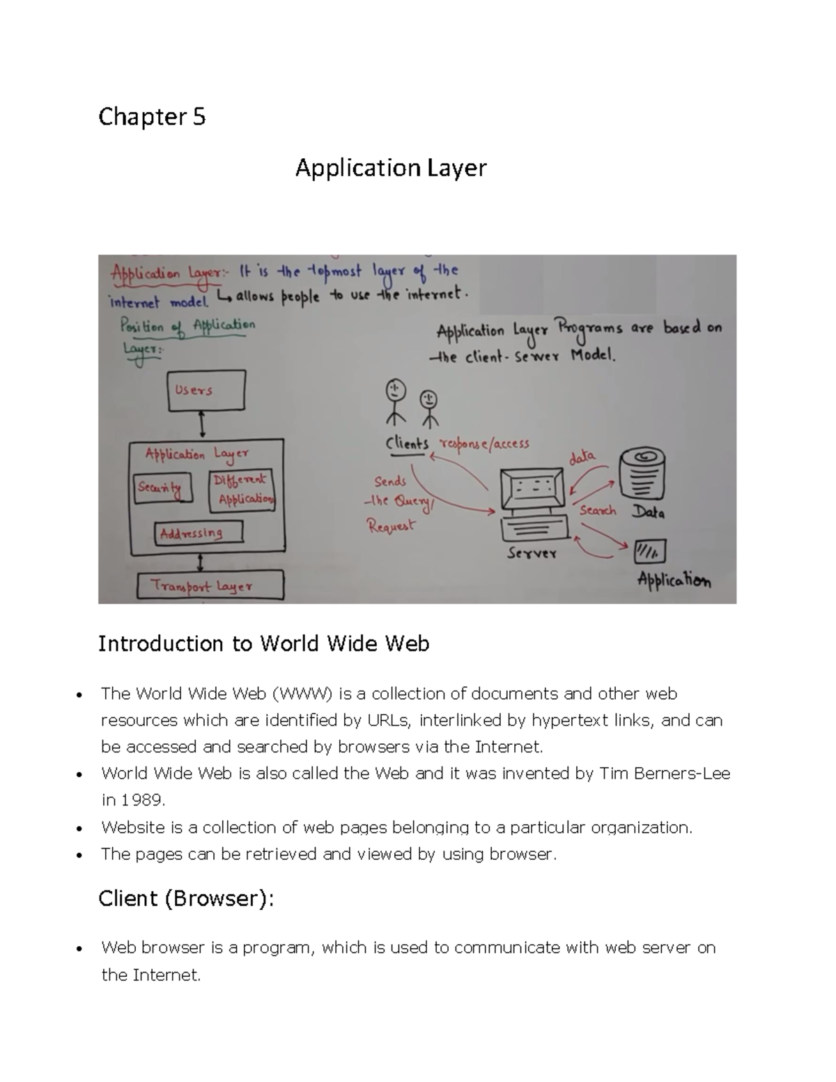 ACN Chapter Five - Chapter 5 Application Layer Introduction to World Wide Web The World Wide Web ...