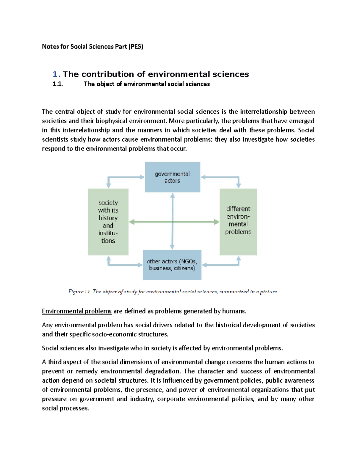 Notes for Social Sciences Part - The contribution of environmental ...